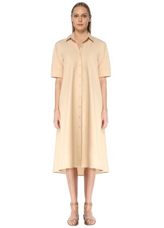 Beymen Collection Kadın Bej Kısa Kol Midi Gömlek Elbise 36