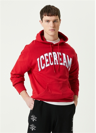 Icecream Erkek Kırmızı Kapüşonlu Logolu Sweatshirt S EU Icecream Erkek Kırmızı Kapüşonlu Logolu Sweatshirt S EU