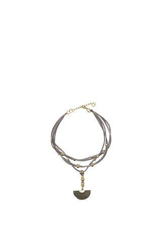 Nauu Kadın Bej Altın Rengi Kaplama Kolye Gri EU