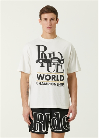 Rhude Erkek Beyaz Logo Baskılı T-shirt S EU Rhude Erkek Beyaz Logo Baskılı T-shirt S EU