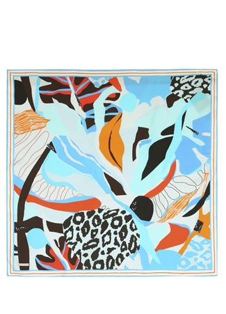 Beymen Kadın Mavi Leopar Desenli 90x90 cm İpek Eşarp EU Beymen Kadın Mavi Leopar Desenli 90x90 cm İpek Eşarp EU