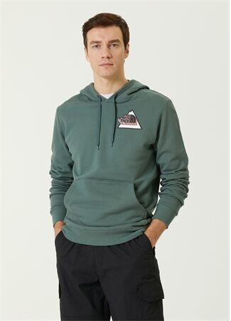 The North Face Erkek 3 Yama Yeşil Kapüşonlu Sweatshirt L EU