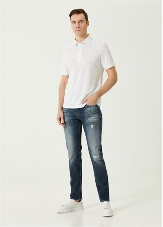 Boss Erkek Lacivert Yıpratmalı Jean Pantolon 32 US Boss Erkek Lacivert Yıpratmalı Jean Pantolon 32 US