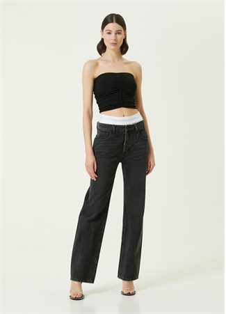 T by Alexander Wang Kadın Antrasit Logo Bantlı Jean Pantolon Gri 26 US T by Alexander Wang Kadın Antrasit Logo Bantlı Jean Pantolon Gri 26 US