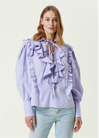Msgm Kadın Lila Fırfır Detaylı Balon Kol Bluz Mor 42 IT Msgm Kadın Lila Fırfır Detaylı Balon Kol Bluz Mor 42 IT