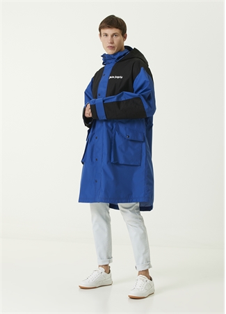 Palm Angels Erkek Mavi Siyah Kapüşonlu Logolu Parka L EU Palm Angels Erkek Mavi Siyah Kapüşonlu Logolu Parka L EU