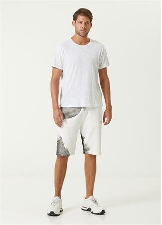 Allsaints Erkek Beyaz Gri Beli Kordonlu Şort S EU