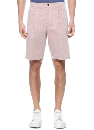 Pal Zileri Erkek Pembe Kargo Cepli Keten Bermuda Bordo 50 IT