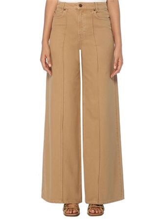 Victoria by Beckham Kadın Bej Yüksek Bel Bol Paça Jean Pantolon 26 US