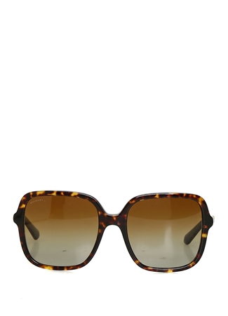 Bvlgari Kadın Kahverengi Turtle Desenli Güneş Gözlüğü 57 EU