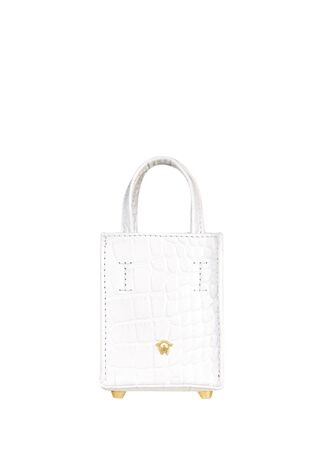 Manc Kadın Lola Beyaz Krokodil Dokulu Deri Omuz Çantası EU Manc Kadın Lola Beyaz Krokodil Dokulu Deri Omuz Çantası EU