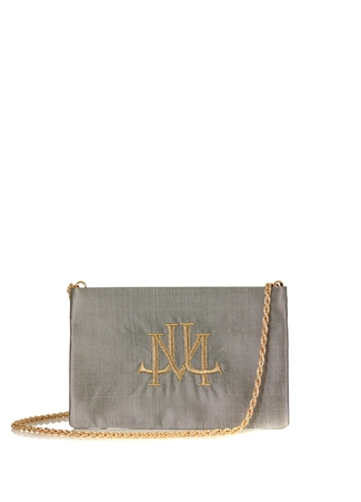 Jimba Kadın Rachel Gri Logo Nakışlı İpek Omuz Çantası Eu