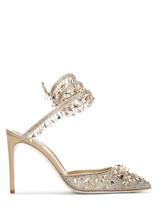 RENE CAOVILLA SPA Kadın Gri Taş Detaylı Topuklu Ayakkabı 36 EU RENE CAOVILLA SPA Kadın Gri Taş Detaylı Topuklu Ayakkabı 36 EU