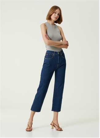 3x Kadın Lacivert Yüksek Bel Cropped Jean Pantolon 23 US 3x Kadın Lacivert Yüksek Bel Cropped Jean Pantolon 23 US