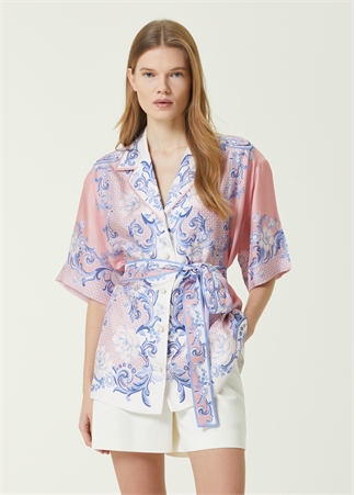 Zimmermann Kadın Pembe Beli Kuşaklı Etnik Desenli İpek Gömlek 0 US Zimmermann Kadın Pembe Beli Kuşaklı Etnik Desenli İpek Gömlek 0 US
