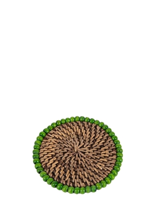 Aloha Life 4lü Yeşil Rattan Boncuklu Bardak Altlığı
