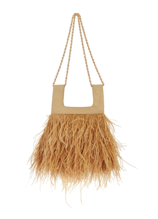 Jimba Kadın Chloe Sarı Tüy Detaylı İpek Abiye Çanta Eu