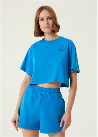 Dahlia Bianca Kadın Saks Bisiklet Yaka Crop T-shirt Mavi XS EU Dahlia Bianca Kadın Saks Bisiklet Yaka Crop T-shirt Mavi XS EU