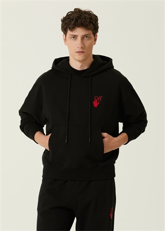 Off-White Erkek Siyah Kapüşonlu Logolu Sweatshirt Kırmızı S EU Off-White Erkek Siyah Kapüşonlu Logolu Sweatshirt Kırmızı S EU