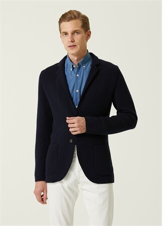 Lardini Erkek Lacivert Kelebek Yaka Yün Ceket S EU