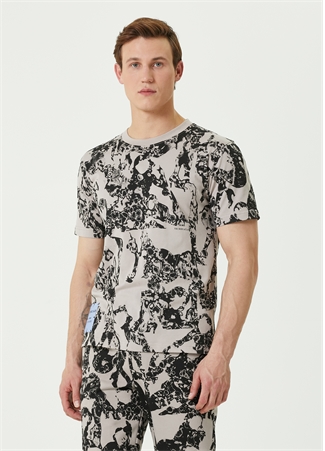 Mcq Erkek Bej Siyah Figür Desenli T-shirt Xs Eu
