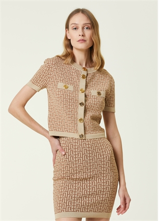 Balmain Kadın Kahve Gold Logolu Kısa Kol Hırka Kahverengi 36 FR Balmain Kadın Kahve Gold Logolu Kısa Kol Hırka Kahverengi 36 FR