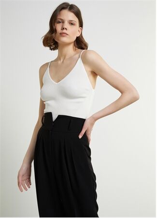 Network Kadın Beyaz Triko Bluz Bej L EU