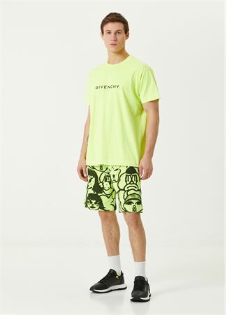 Givenchy Erkek Neon Sarı Figür Detaylı Bermuda S EU