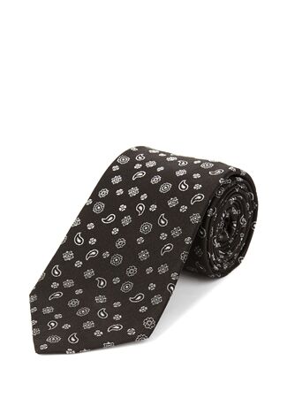 Etro Erkek Siyah Mikro Şal Desenli İpek Kravat EU