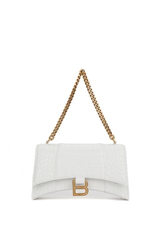 Balenciaga Kadın Hourglass Beyaz Deri Omuz Çantası EU Balenciaga Kadın Hourglass Beyaz Deri Omuz Çantası EU