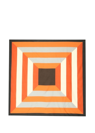 Pal Zileri Erkek Turuncu Geometrik Desenli Atkı EU