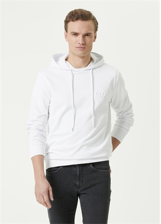 Beymen Club Erkek Beyaz Kapüşonlu Kabartmalı Logolu Sweatshirt S Beymen Club Erkek Beyaz Kapüşonlu Kabartmalı Logolu Sweatshirt S