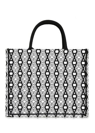 Academia Kadın Siyah Beyaz Logo Desenli Alışveriş Çantası EU