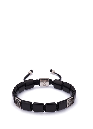 AW by Atolyewolf Erkek Shamballa Siyah Kare Boncuklu Gümüş Rengi Bileklik Gri EU AW by Atolyewolf Erkek Shamballa Siyah Kare Boncuklu Gümüş Rengi Bileklik Gri EU
