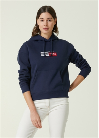 Tommy Jeans Kadın Lacivert Kapüşonlu Logolu Sweatshirt S EU Tommy Jeans Kadın Lacivert Kapüşonlu Logolu Sweatshirt S EU