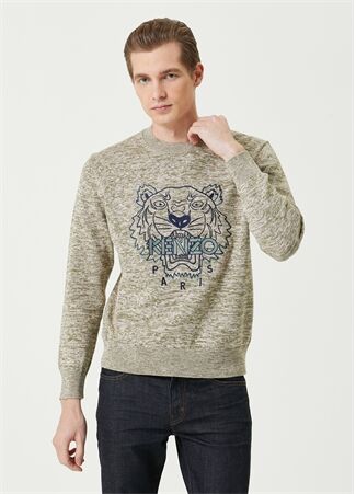 Kenzo Erkek Bej Kaplan Nakışlı Logolu Kazak S EU