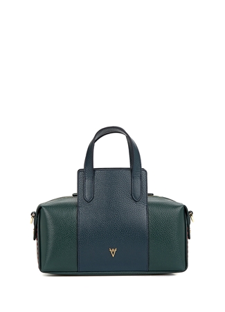 Hiva Atelier Kadın Onsra Haki Logolu Deri Omuz Çantası Mavi EU