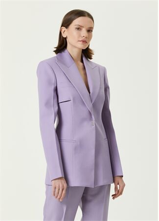 Givenchy Kadın Lila Tek Düğmeli Yün Ceket Mor 36 FR