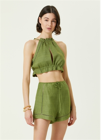 Cult Gaia Kadın Yeşil Halter Yaka Büzgülü Crop Bluz Xs Eu Cult Gaia Kadın Yeşil Halter Yaka Büzgülü Crop Bluz Xs Eu