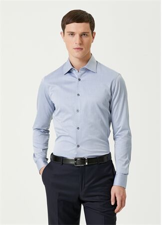 Pal Zileri Erkek Mavi Gömlek Lacivert 40 IT