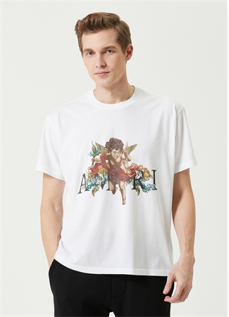 Amiri Erkek Beyaz Baskılı Logolu Basic T-shirt M EU Amiri Erkek Beyaz Baskılı Logolu Basic T-shirt M EU