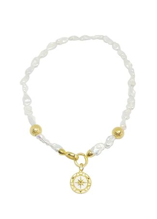 Linya Jewellery Kadın İncili Madalyon Detaylı Kolye EU