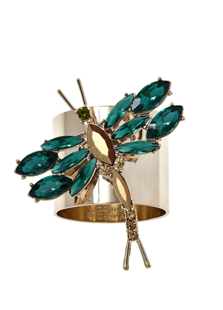 Joanna Buchanan 2li Yeşil Gold Yusufçuk Motifli Peçete Halkası