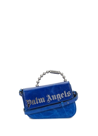 Palm Angels Kadın Taba Logo Baskılı Deri Omuz Çantası Mavi EU Palm Angels Kadın Taba Logo Baskılı Deri Omuz Çantası Mavi EU