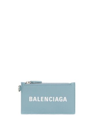Balenciaga Kadın Mavi Logo Baskılı Deri Mini Çanta EU