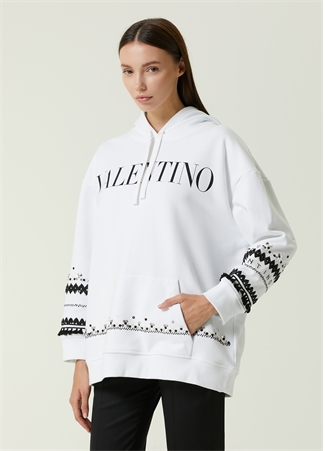Valentino Kadın Beyaz Kapüşonlu Logo Baskılı Sweatshirt M EU Valentino Kadın Beyaz Kapüşonlu Logo Baskılı Sweatshirt M EU