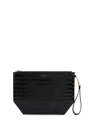 Beymen Kadın Aden Siyah Krokodil Dokulu Deri El Portföyü EU