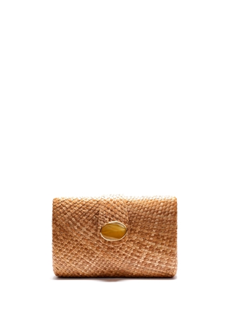 Bago Kadın Bej Doğal Taş Detaylı El Örgüsü Çanta EU Bago Kadın Bej Doğal Taş Detaylı El Örgüsü Çanta EU