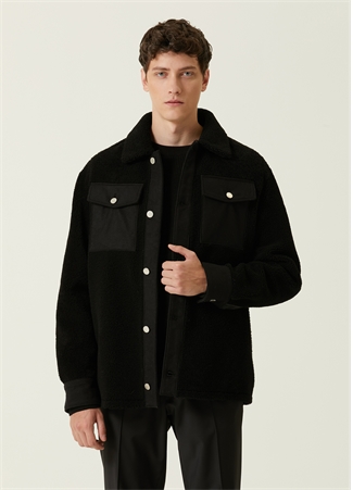 Academia Erkek Siyah Shearling Dış Gömlek 46 IT