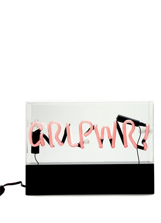 Lights Out Grlpwr Yazı Formlu Neon Işıklı Lamba Pembe